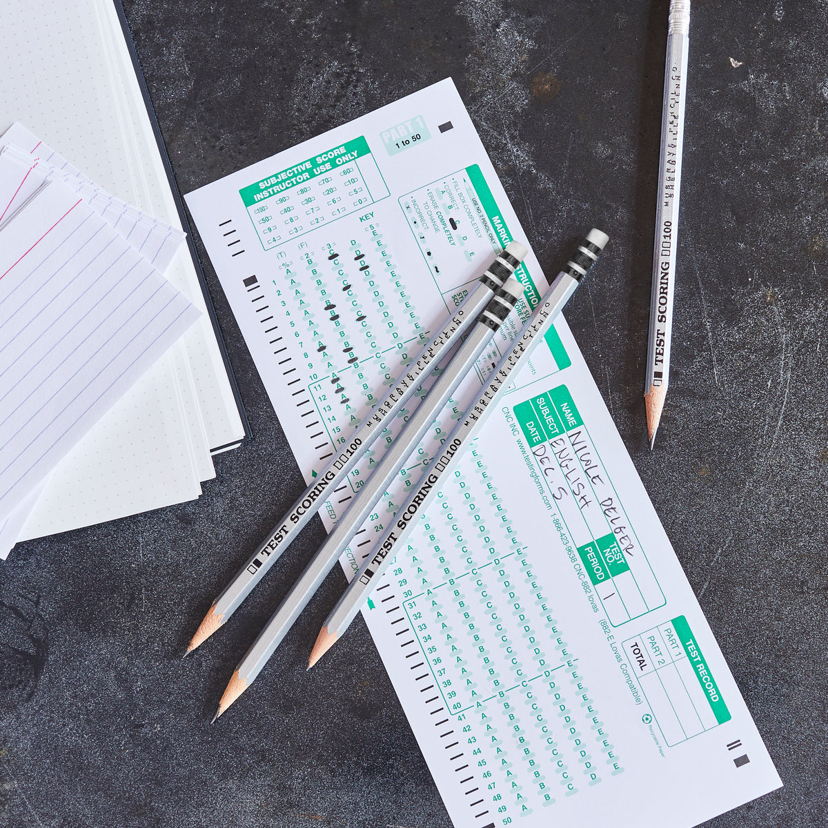 Test Scoring 100 Soft Core Silver Hex Pencil by Musgrave Pencil Company